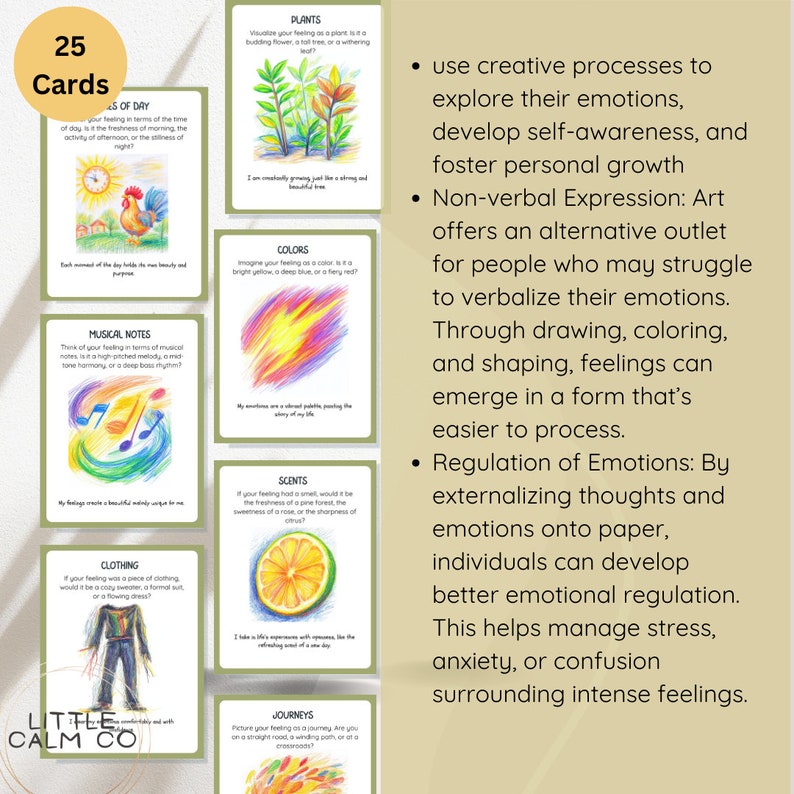 Emotion Art Therapy Cards, Creative Expression, Safely Explore Emotions ...