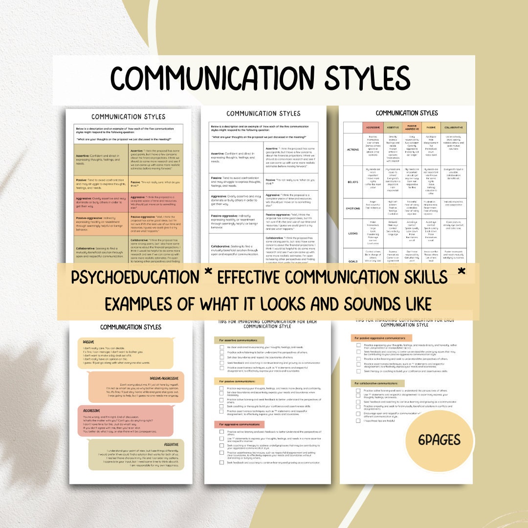 Communication Styles Handout, Skill Building for Interpersonal ...