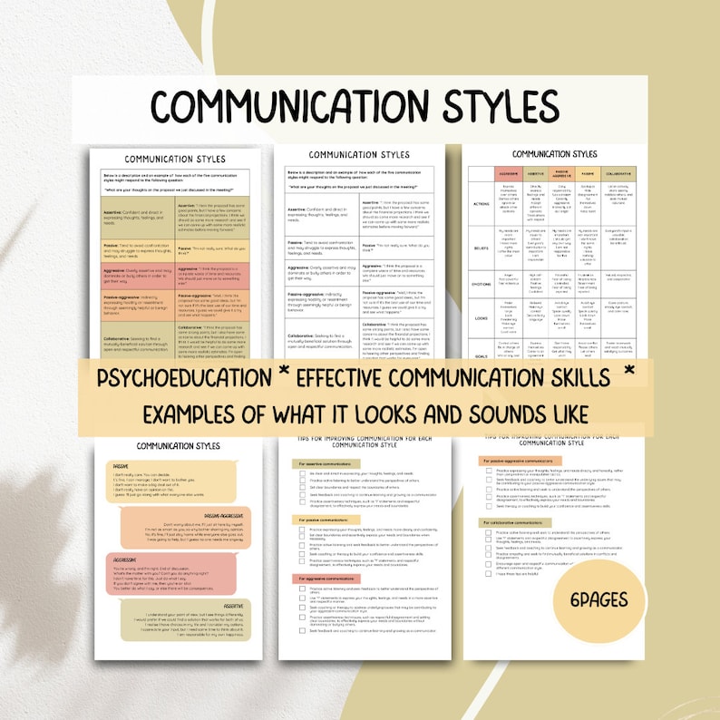 Communication Styles Handout, Skill Building for Interpersonal ...