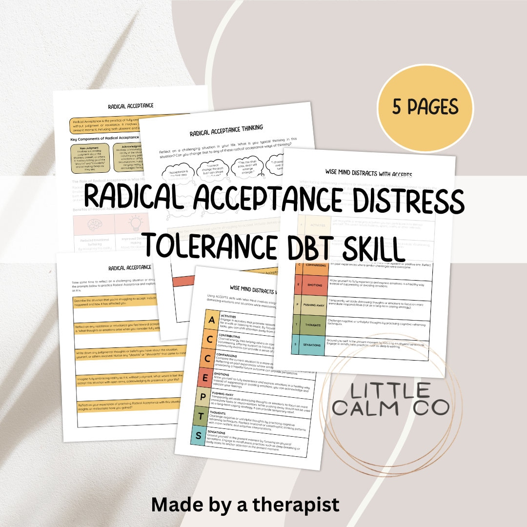 Radical Acceptance Distress Tolerance DBT Skill Worksheets ...