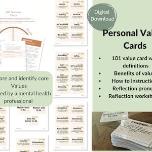 Personal Values Card Exercise | 101 Values Card to Print | Core Values ...