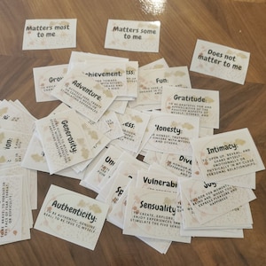 Personal Values Card Exercise | 101 Values Card to Print | Core Values ...