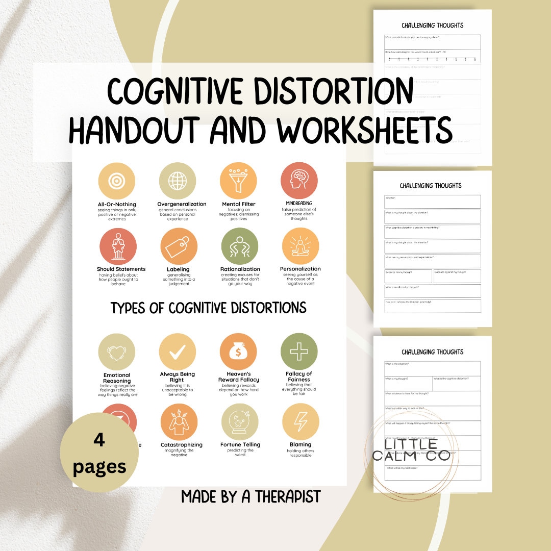 Cognitive Distortion Handout and Worksheets | Reframe Unhelpful ...