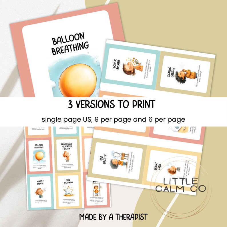 Mindful Kids Breathing Exercise Cards, Anxiety Management Skills ...