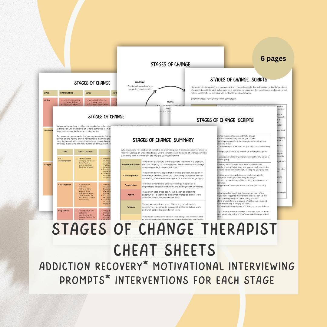 Stages of Change Therapist Tool | Addiction Recovery Counseling ...