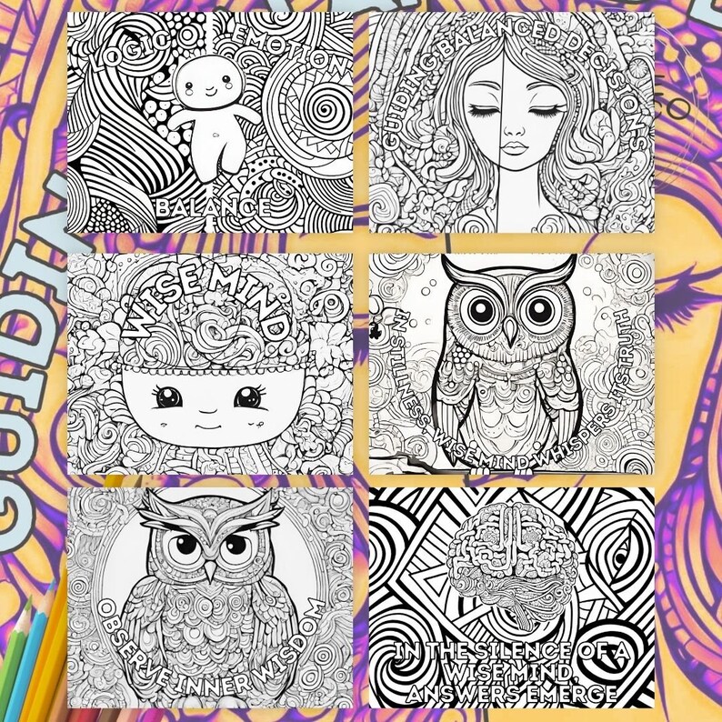 Wise Mind Coloring in Pages, DBT Activity, Mindfulness, Relaxation ...