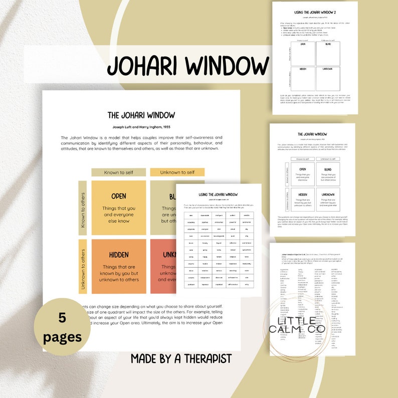Johari Window Worksheet Psychoeducation, Relationship Therapy ...