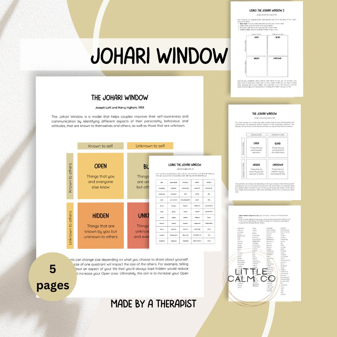 Johari Window Worksheet Psychoeducation, Relationship Therapy ...