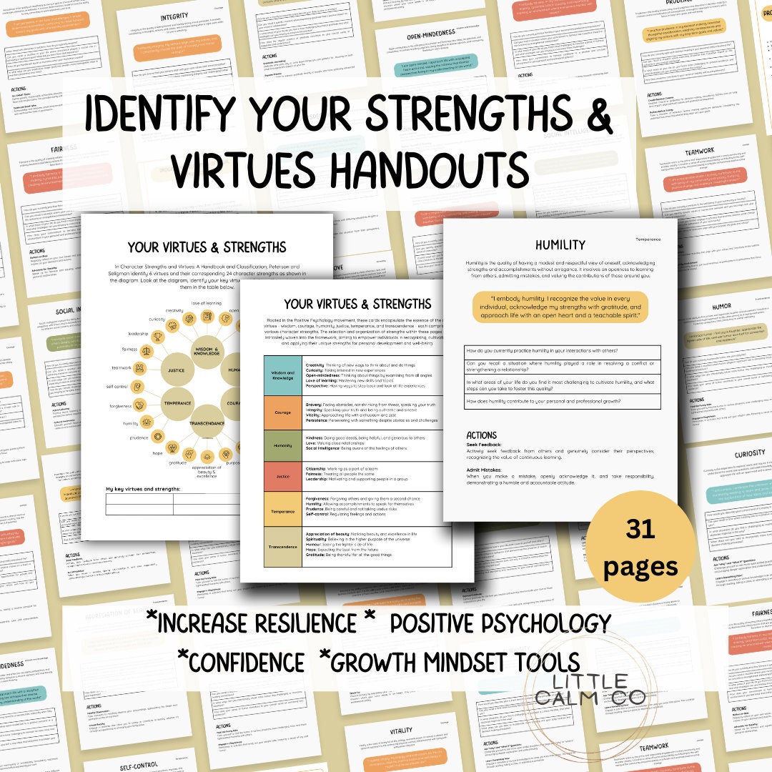 Strengths and Virtues Handouts | Positive Psychology Worksheets (PDF ...