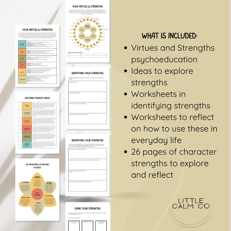 Strengths and Virtues Therapy Worksheets | Identify Your Inner Strength ...