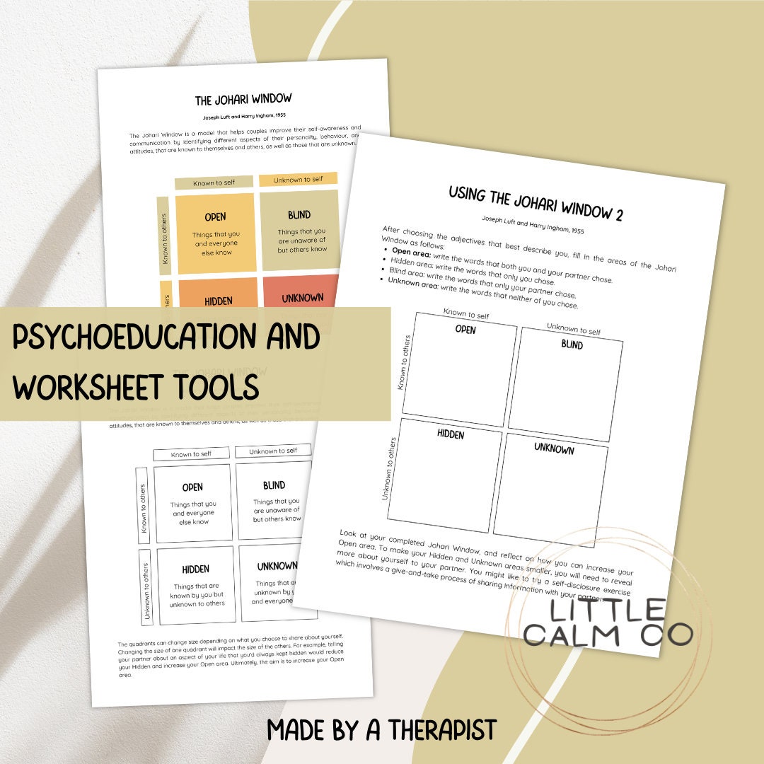 Johari Window Worksheet Psychoeducation, Relationship Therapy ...