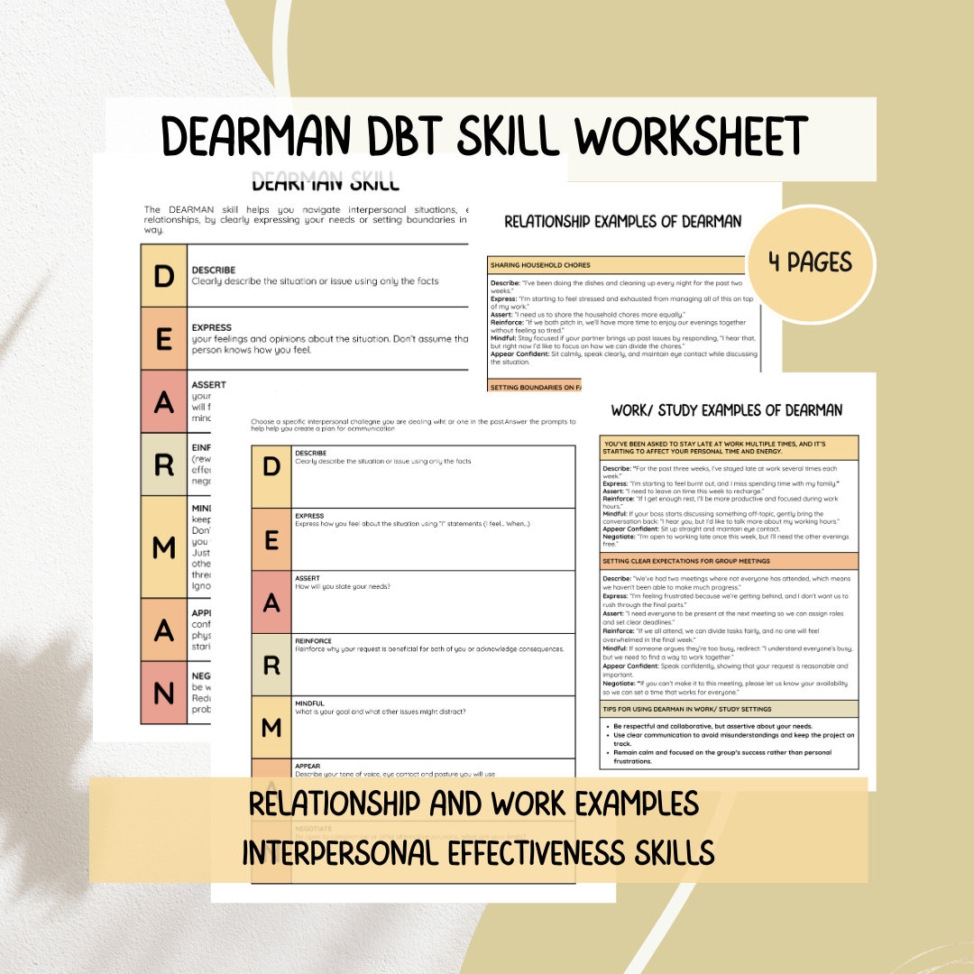 Dearman Dbt Skill Worksheet Interpersonal Effectiveness Handout