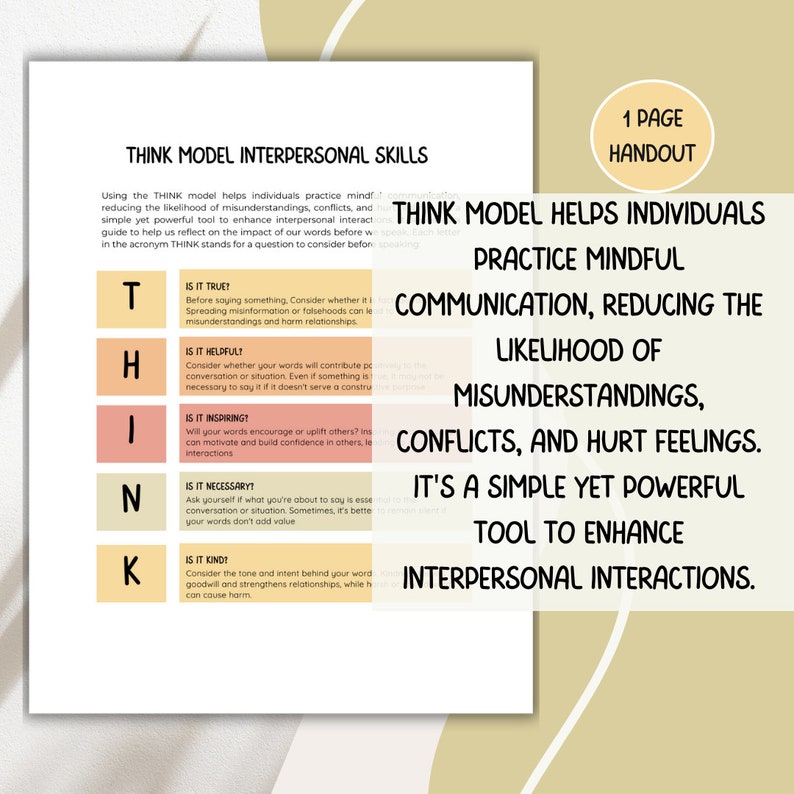 THINK Before You Speak Model Communication Skills Handout ...