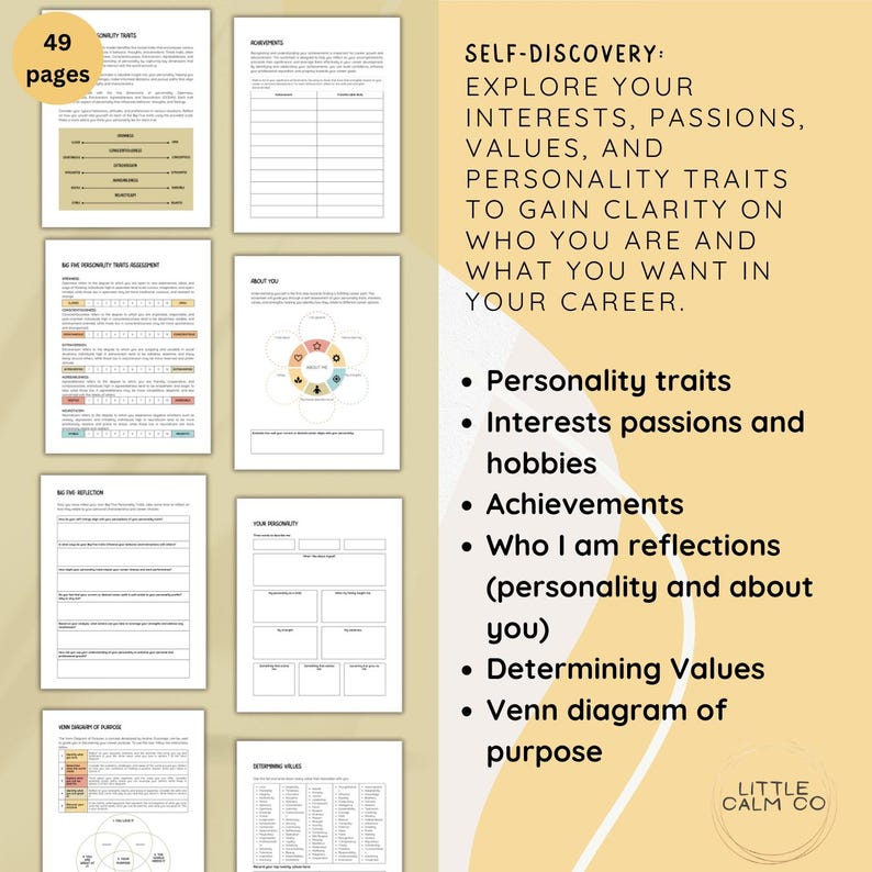 Career Exploration Worksheets: Self-discovery & Goal Setting (PDF) - Etsy