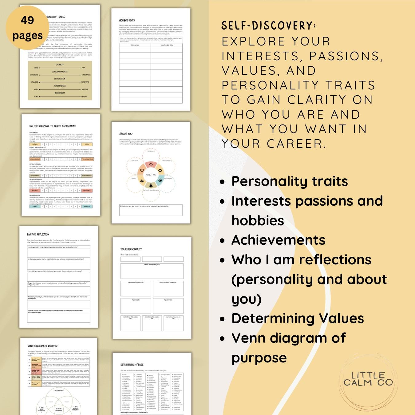 Career Exploration & Self-discovery Worksheets | Big Five Personality ...
