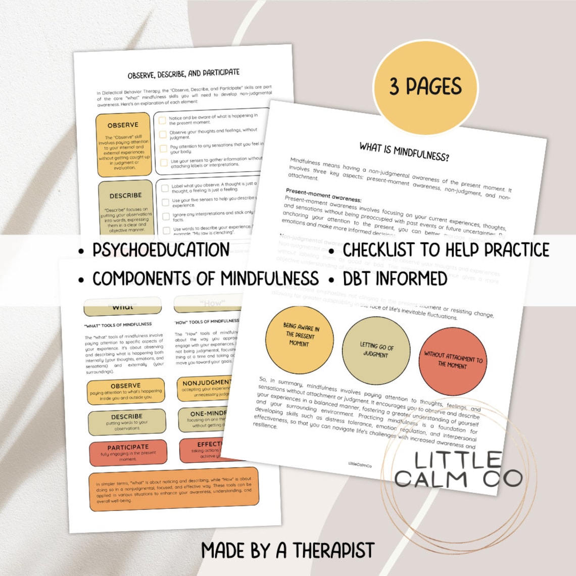 DBT What and How Skills of Mindfulness Handouts, Trauma-informed ...