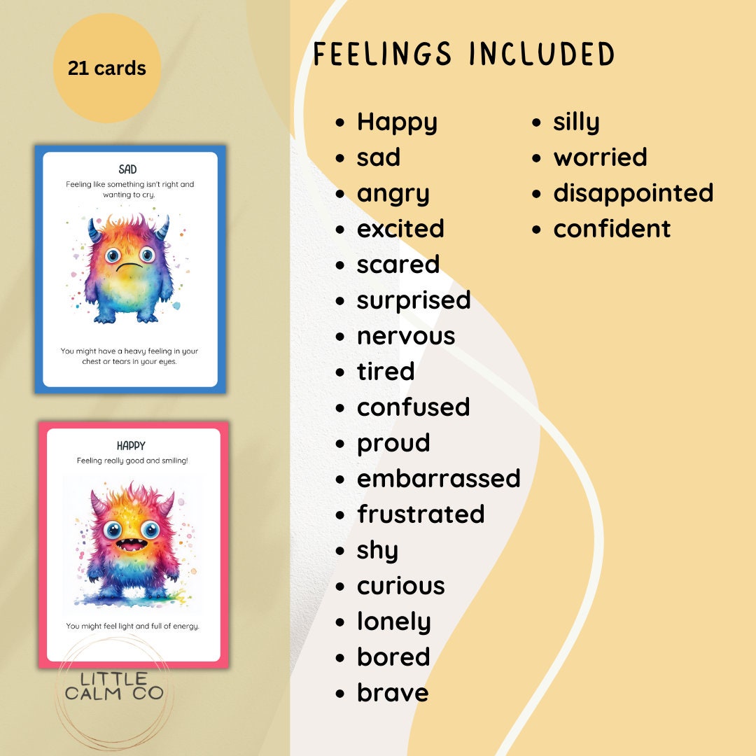 Kids Feelings Cards, Naming Emotions, Body Cues and Interoception Skill ...