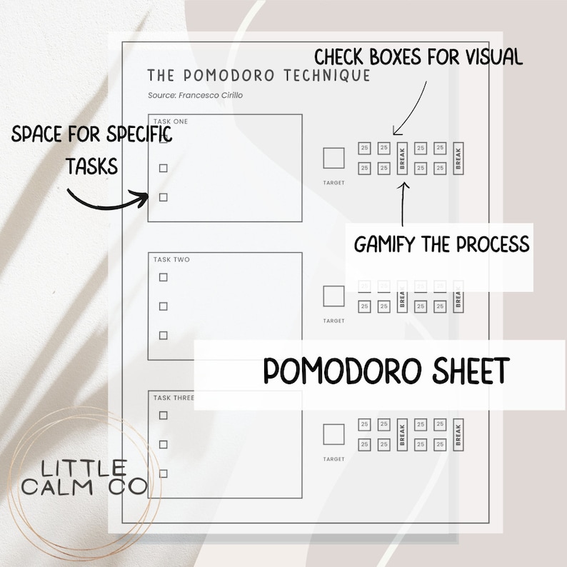 Pomodoro Technique Worksheet, Time Management Worksheets, Task ...