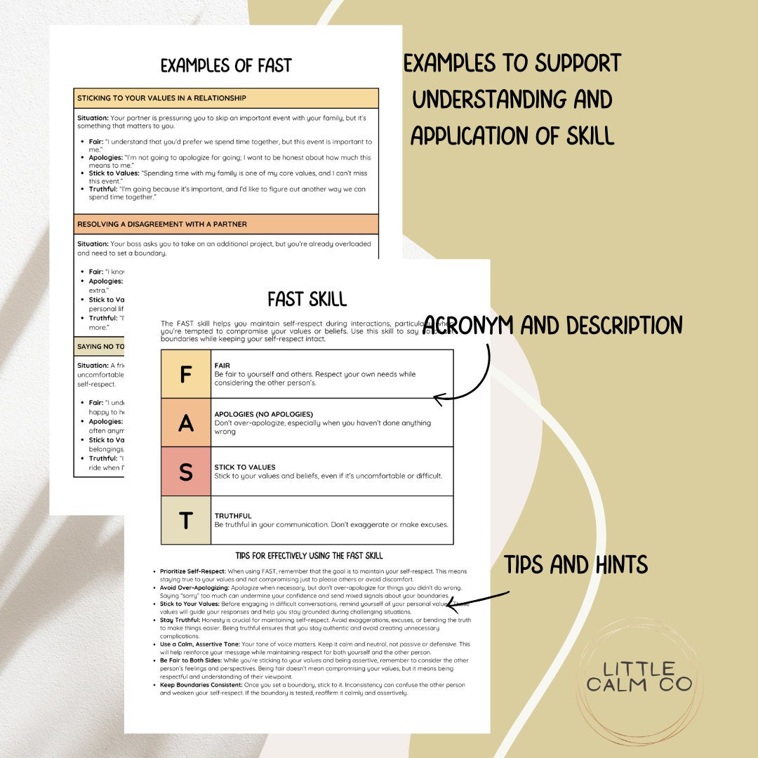 GIVE and FAST DBT Skills Handout, Interpersonal Effectiveness Handout ...