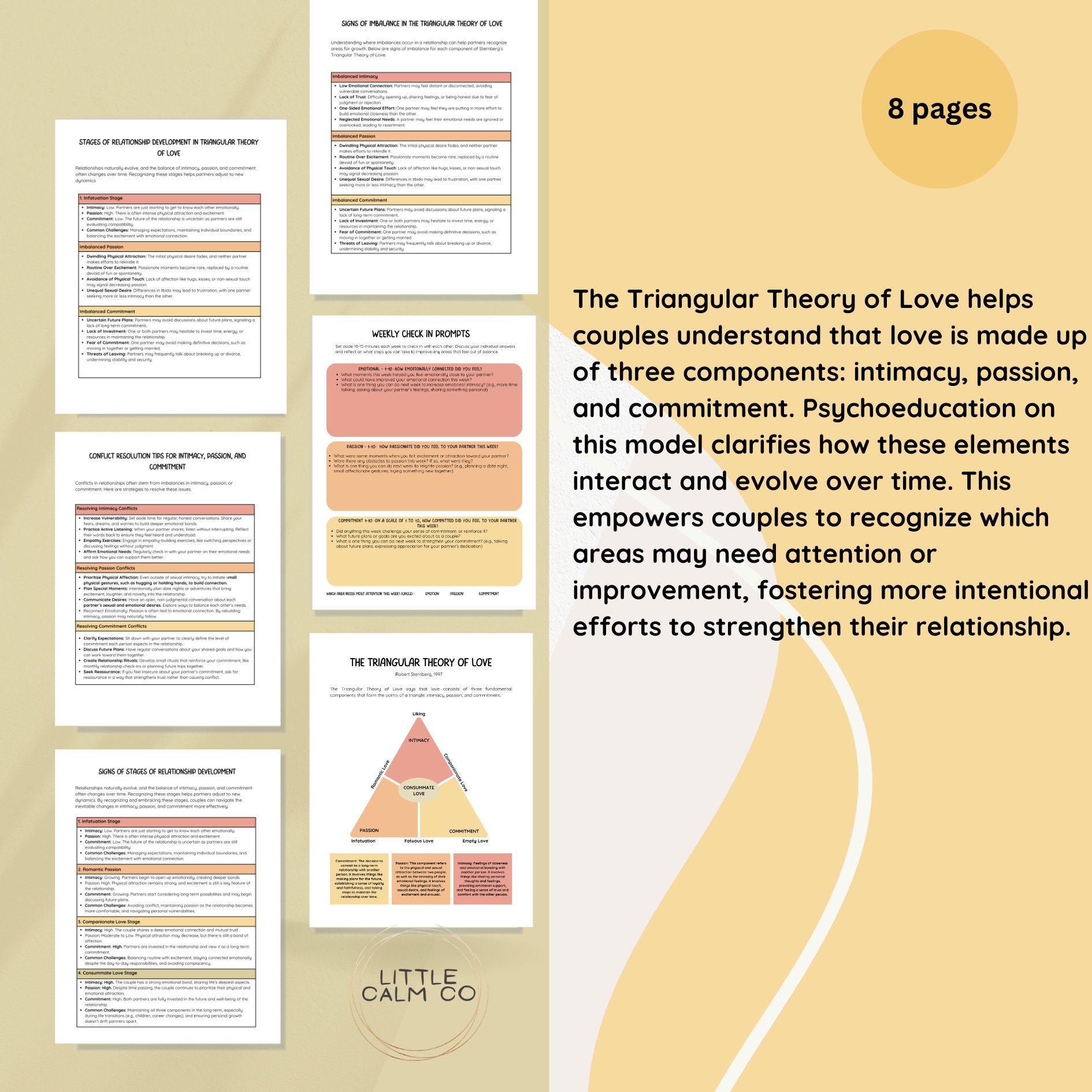 Triangular Theory of Love Handouts | Relationship Check-in Tool | Printable Therapy Resource for ...