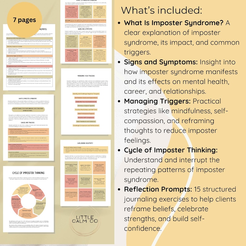 Imposter Syndrome Thinking Psychoeducation Handouts, Self-esteem ...