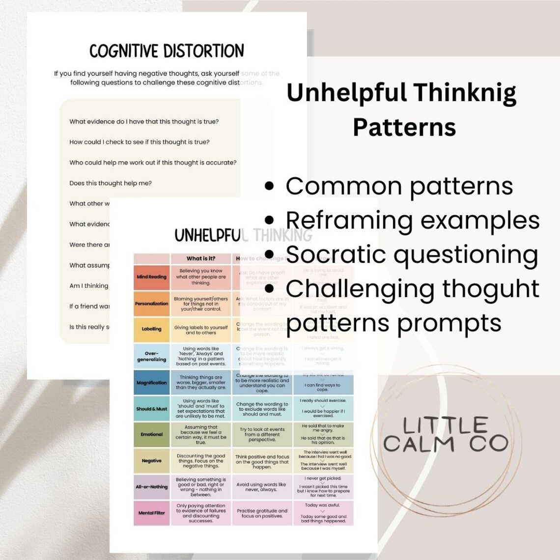 Cognitive Distortion Handout CBT Worksheet Cognitive Restructuring