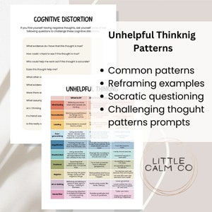 Cognitive Distortion Handout, CBT Worksheet, Cognitive Restructuring ...