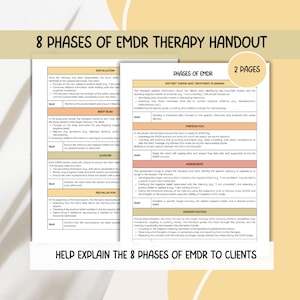 8 Phases of EMDR Client Handout, Psychoeducation, Therapist Cheat Sheet ...