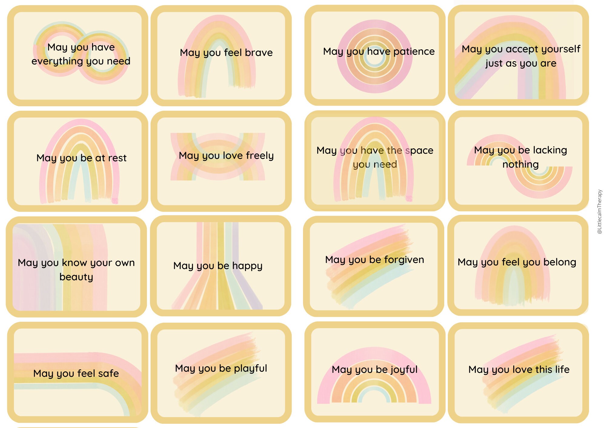 Loving Kindness Affirmation Cards | Group Self Compassion Exercise ...
