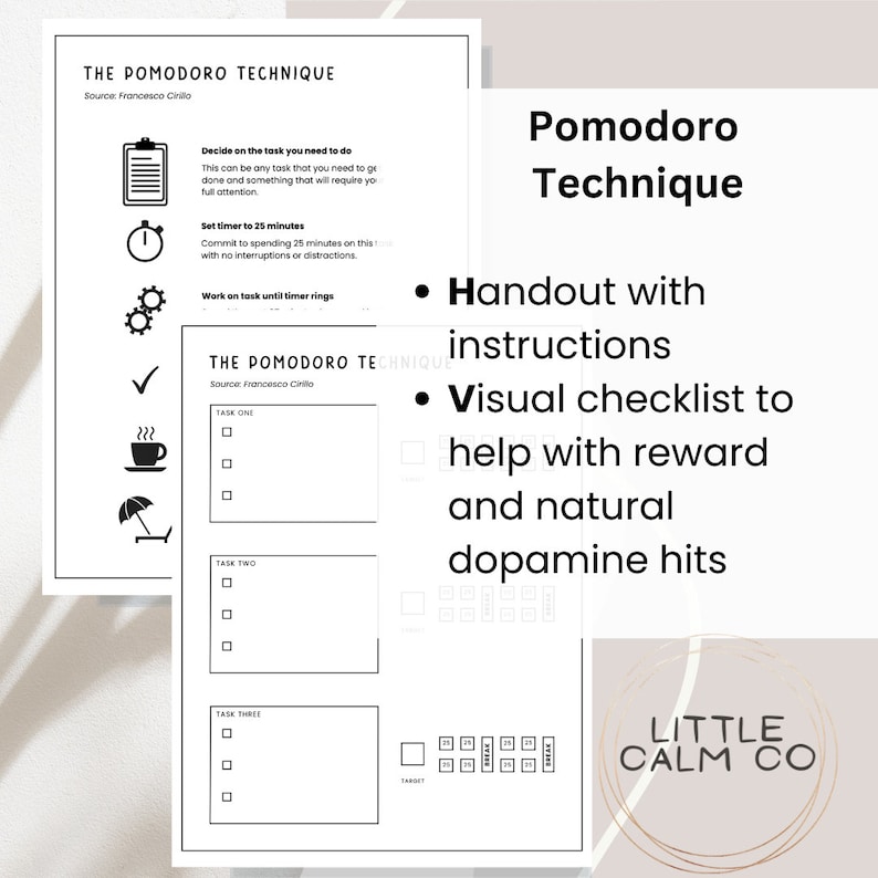Pomodoro Technique Worksheet, Time Management Worksheets, Task ...
