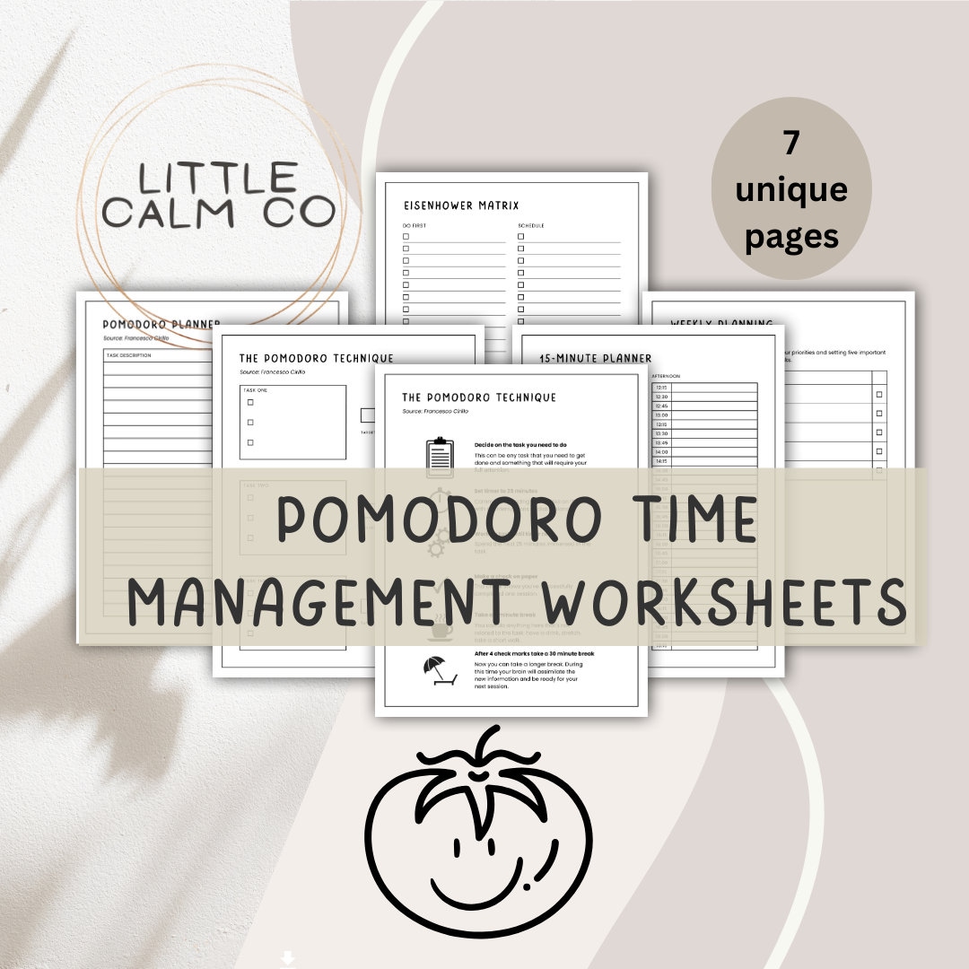 Pomodoro Technique Worksheet, Time Management Worksheets, Task ...