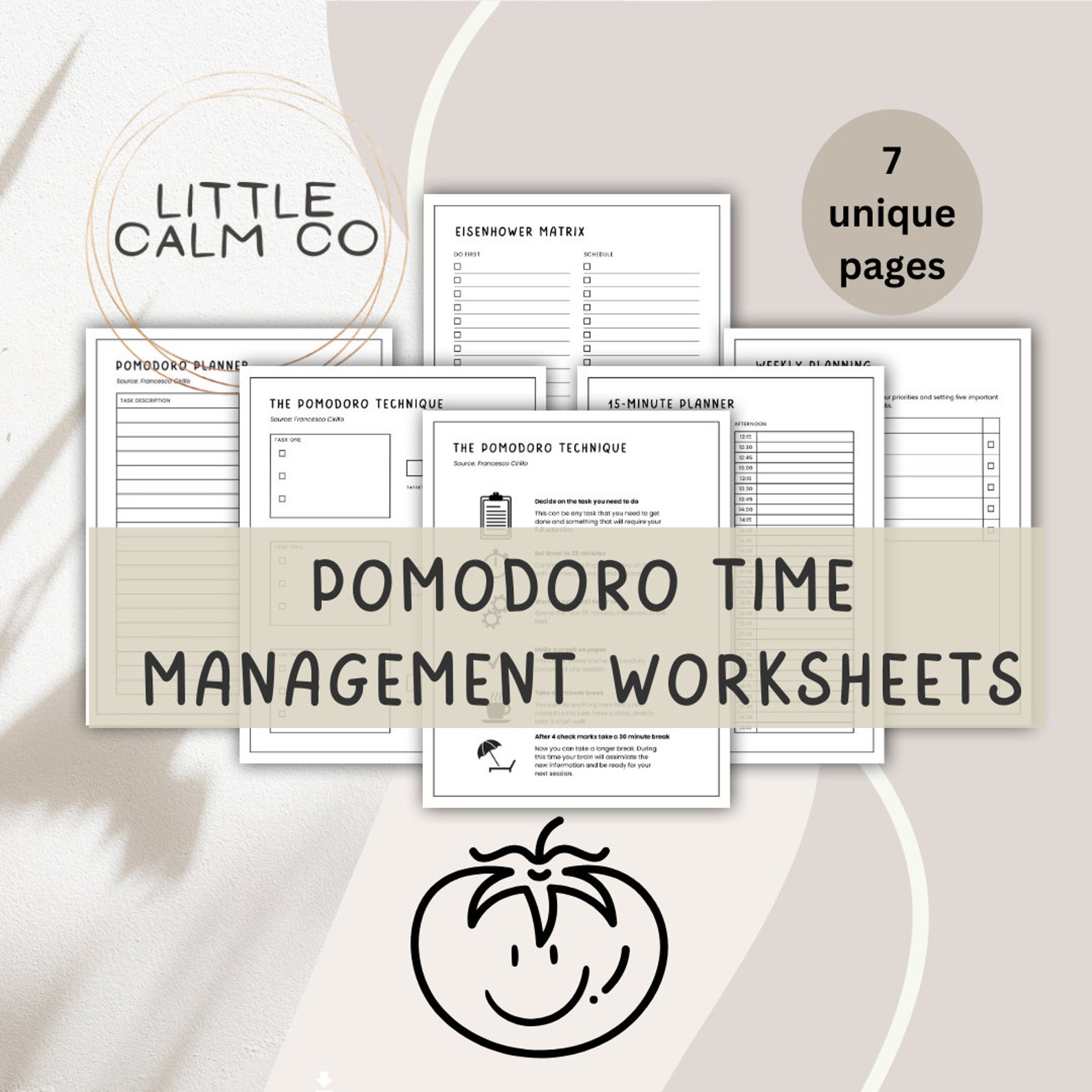 Pomodoro Technique Worksheet, Time Management Worksheets, Task ...