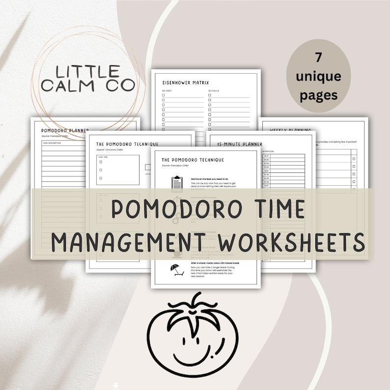 Pomodoro Technique Worksheet, Time Management Worksheets, Task ...
