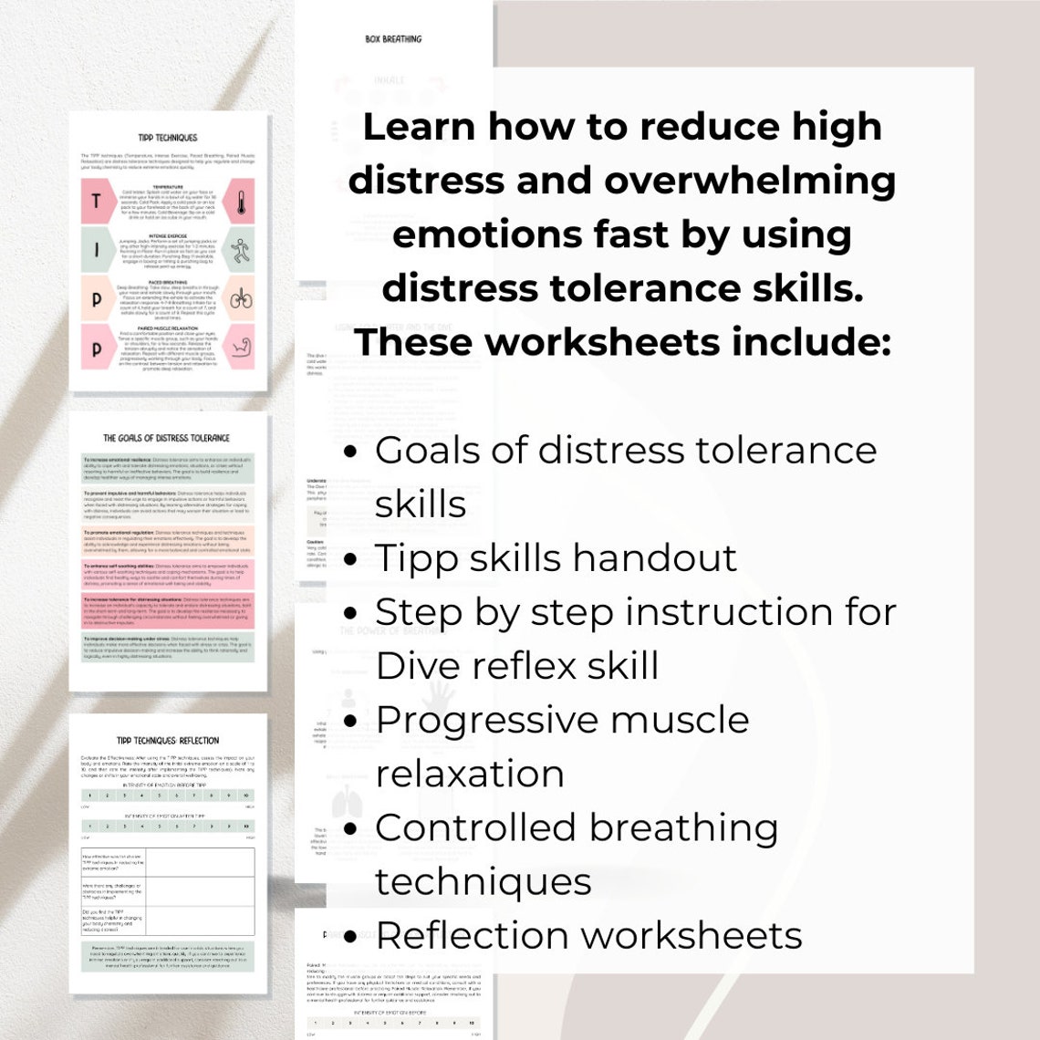 Tipp Skills Worksheets, Coping in a Crisis Strategies, Distress ...