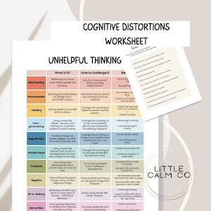 Cognitive Distortion Handout, CBT Worksheet, Cognitive Restructuring ...