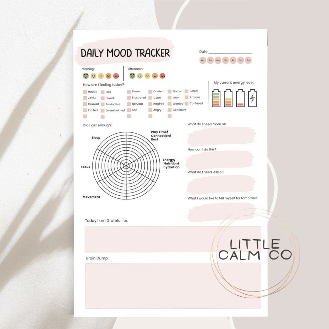 5 Minute Check In, Health Mood Tracker, Energy Levels, Get Out of Your ...