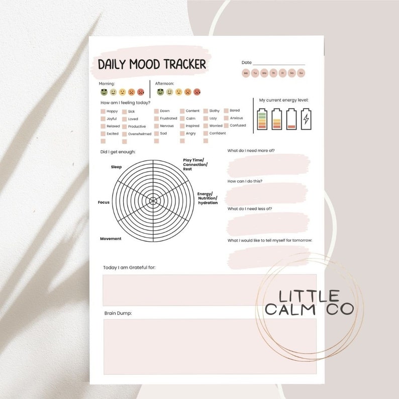 5 Minute Check In, Health Mood Tracker, Energy Levels, Get Out of Your ...