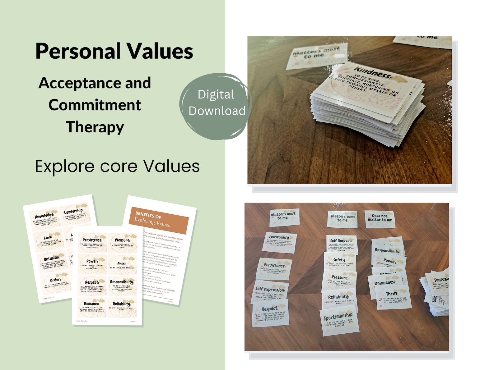 Personal Values Card Exercise | 101 Values Card to Print | Core Values ...