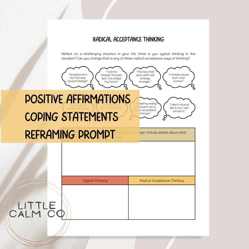 Radical Acceptance Distress Tolerance DBT Skill Worksheets ...
