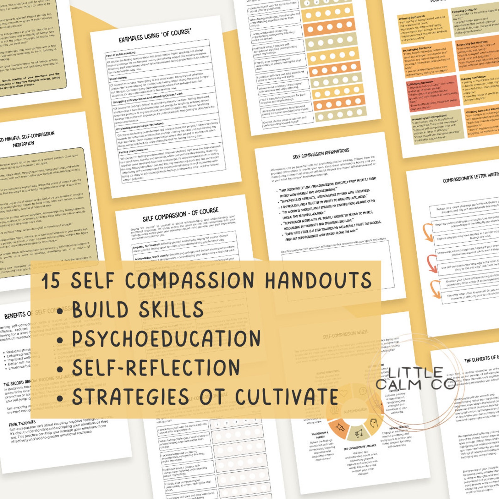 Self Compassion Worksheets | Exercises and Handouts | Self-validation Tool | Self Love | Inner ...