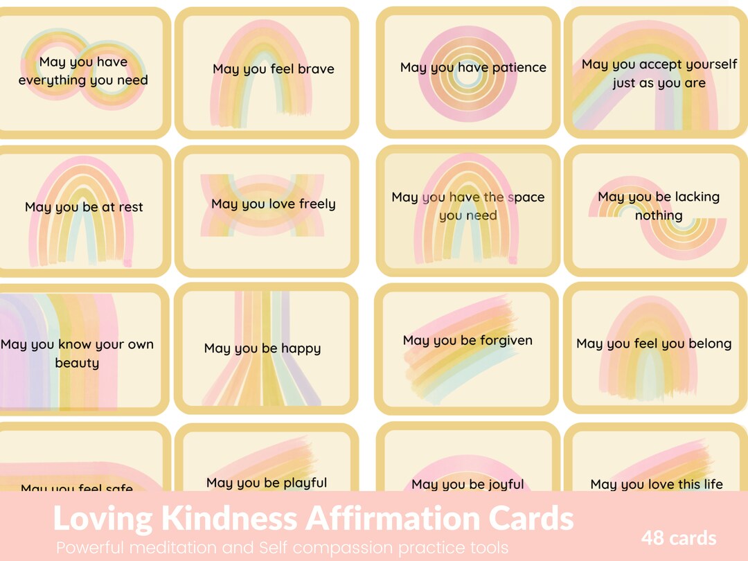 Loving Kindness Affirmation Cards | Group Self Compassion Exercise ...