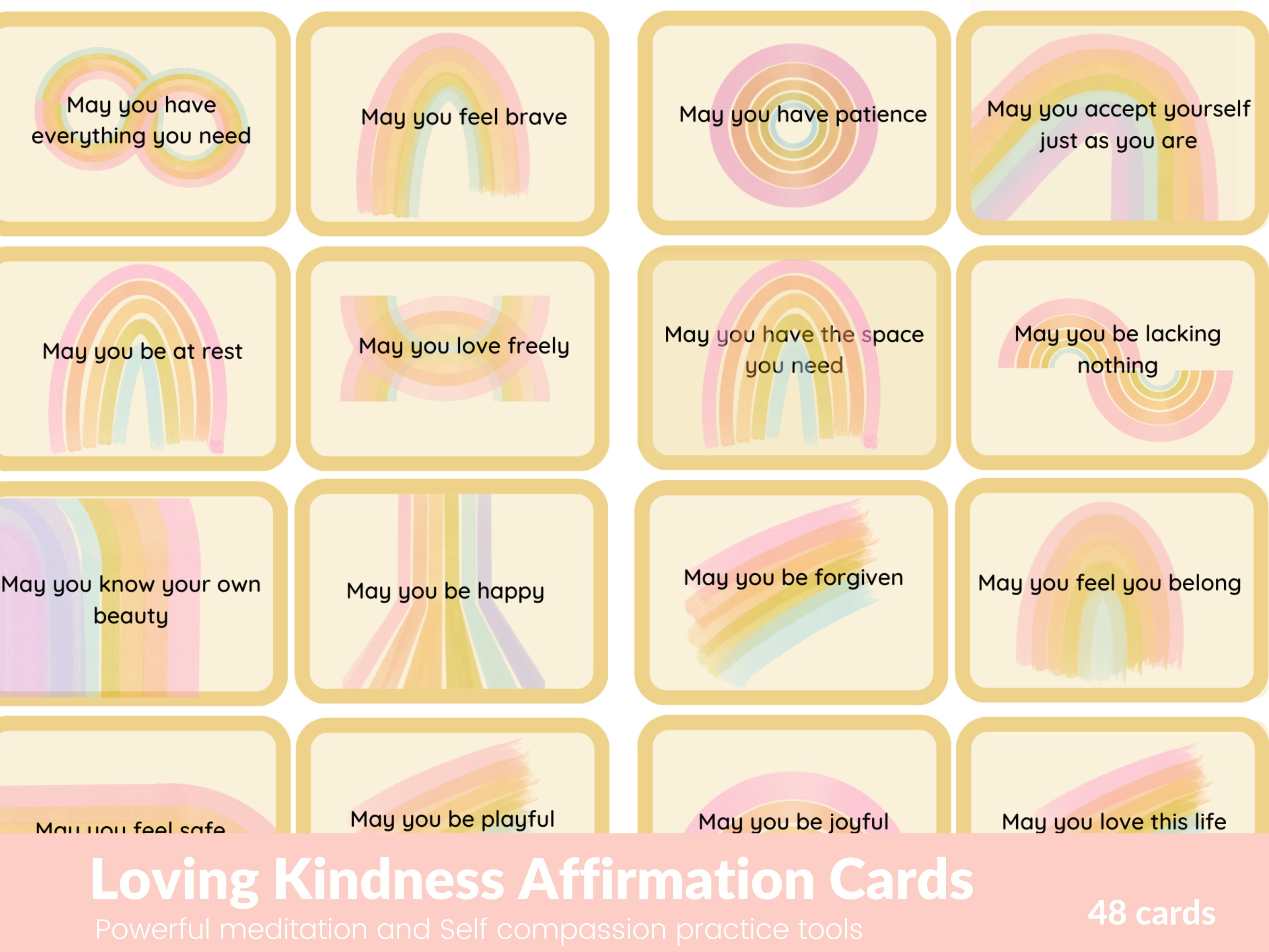 Loving Kindness Affirmation Cards | Group Self Compassion Exercise ...