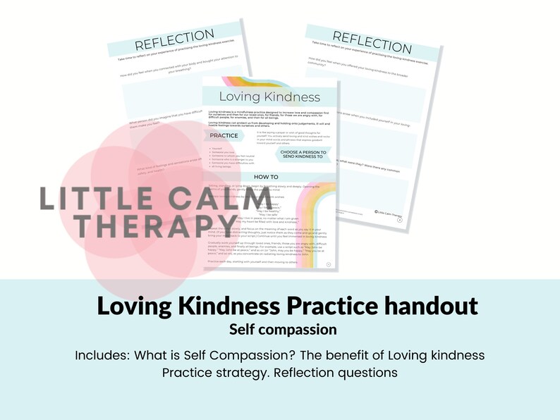 Loving Kindness Practice Handout, Therapy Tool, Psychoeducation, Self ...