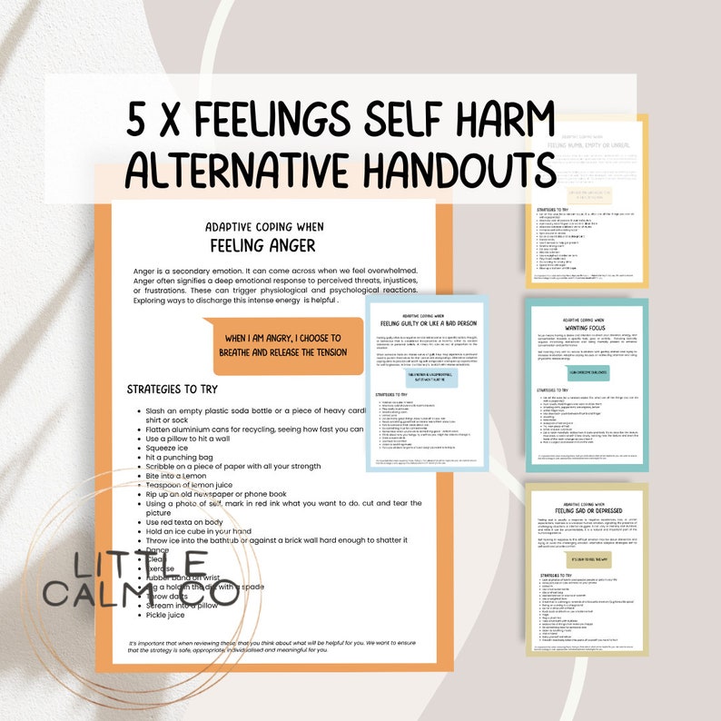 Alternatives to Self-harm Handouts and Coping Strategies, Adaptive ...