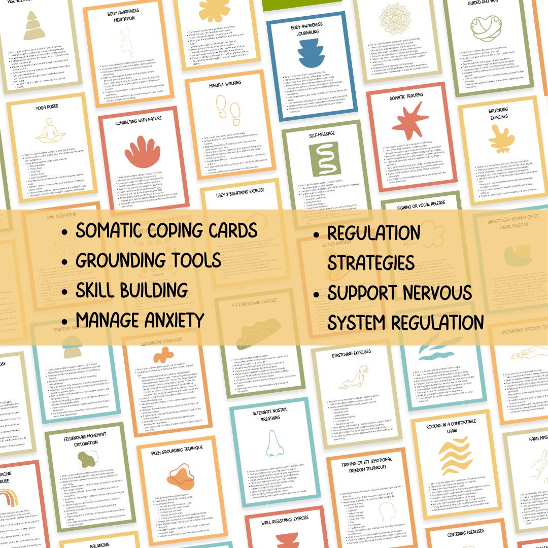 Somatic Therapy Coping Skills Cards, Emotional Regulation Exercises ...