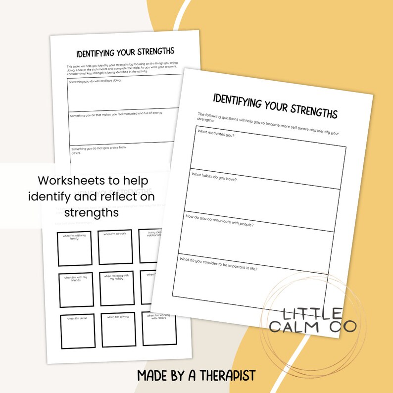 Strengths and Virtues Therapy Worksheets | Identify Your Inner Strength ...