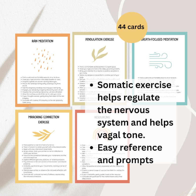 Somatic Therapy Coping Skills Cards, Emotional Regulation Exercises ...