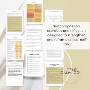 Self Compassion Worksheets | Exercises and Handouts | Self-validation Tool | Self Love | Inner ...