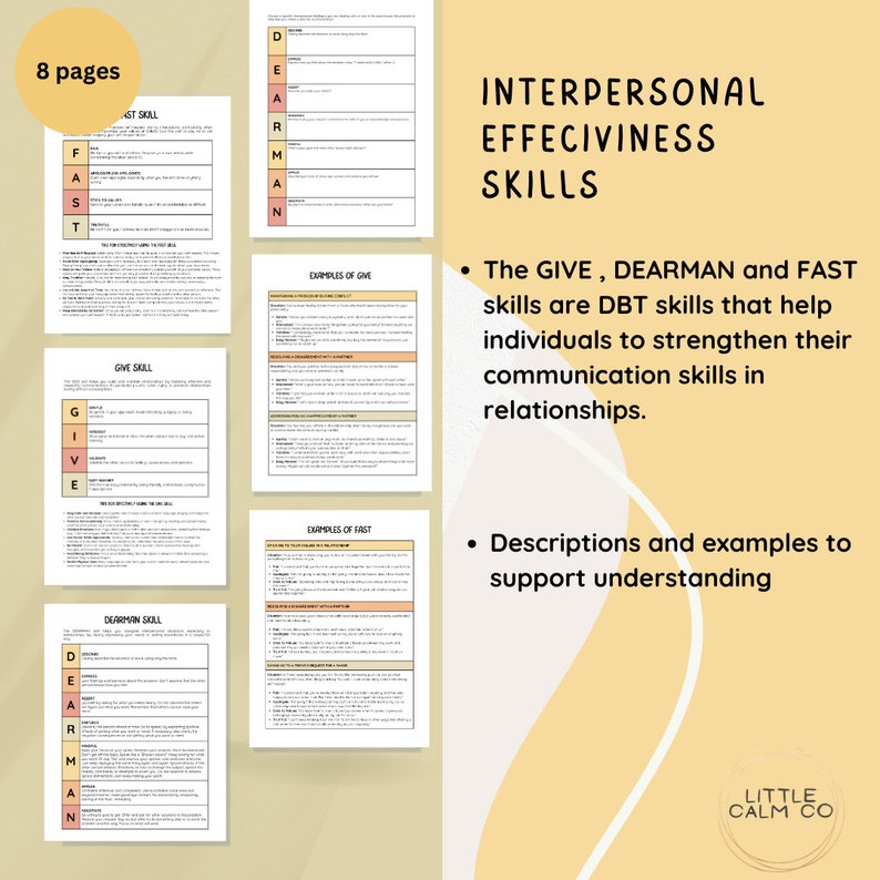 DBT Interpersonal Effectiveness Skills Handouts, DEARMAN, Give and Fast ...