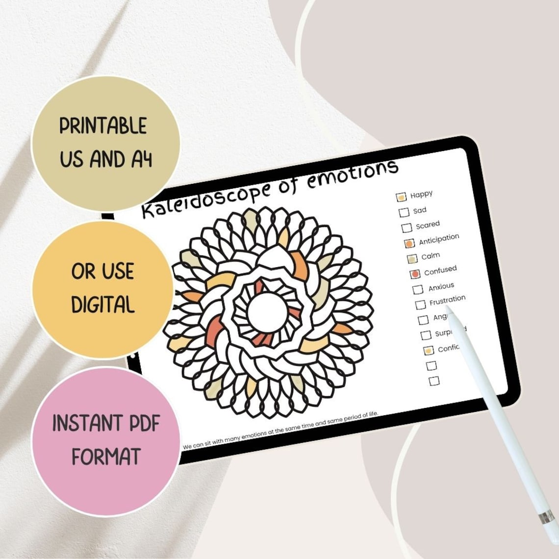 Feelings Coloring Page, Kaleidoscope of Emotions, Feelings List ...